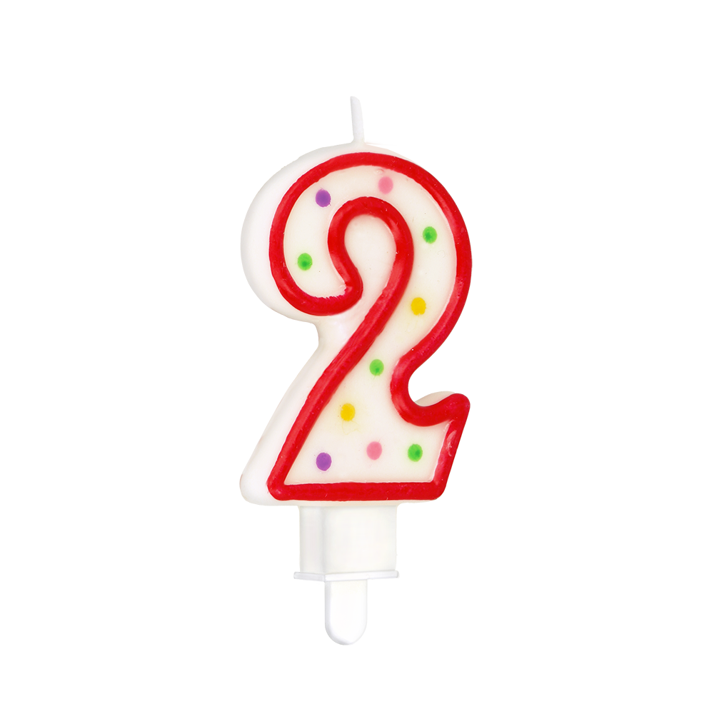 Metaltex Plastic Numeral Birthday Candle ''Digit 2'', Blistercard, 7 C
