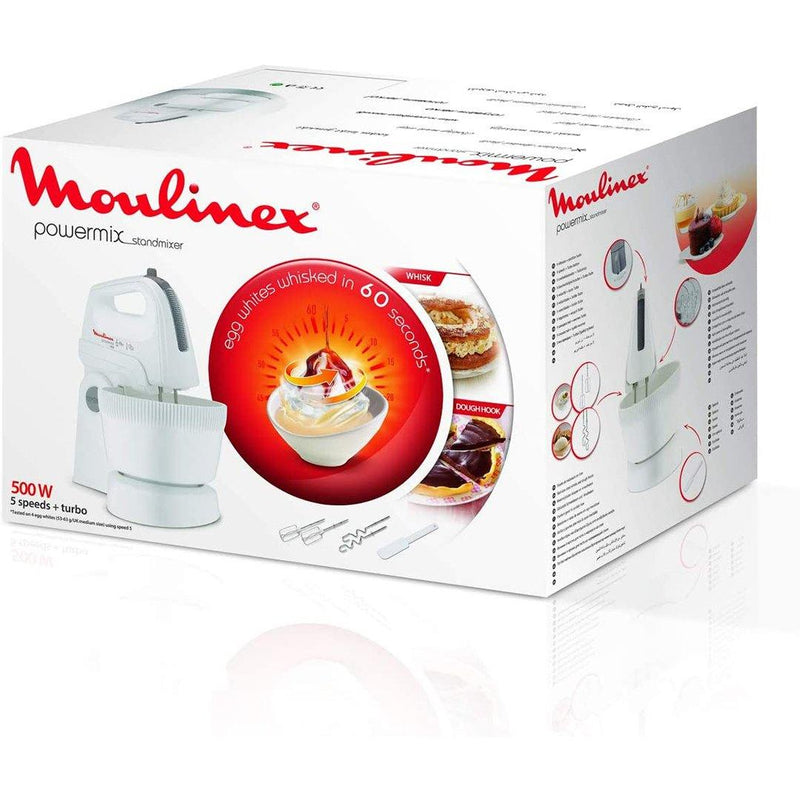 Moulinex Powermix Hand Mixer With Rotating Bowl, 3.3 L, 500W (White)