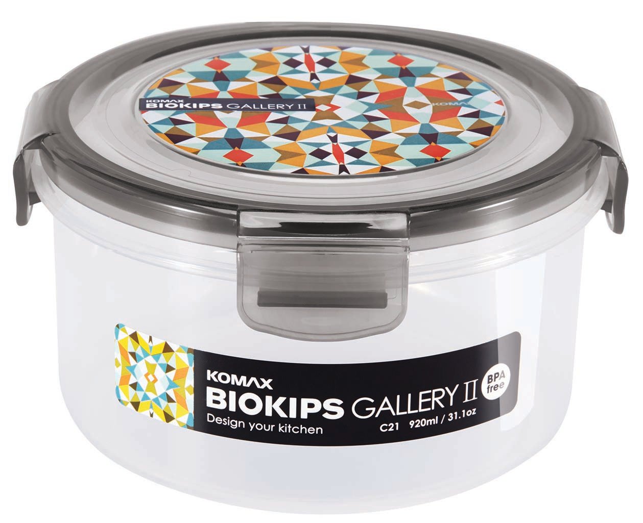 Komax Biokips Gallery II Round Food Storage Container, 920 ml